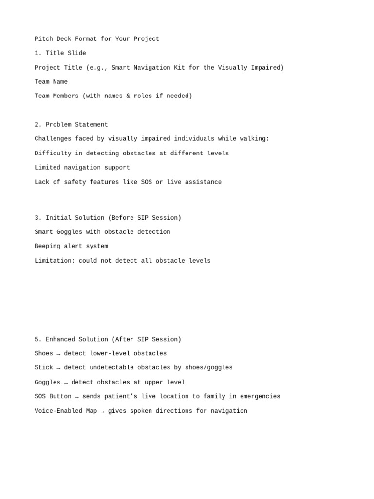 Pitch Deck Format For Your Project | PDF