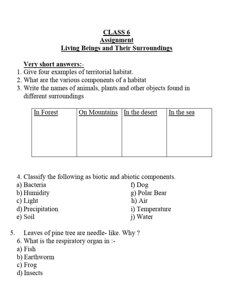 CBSE Class 6 Science - Living Beings and Their Surroundings | PDF ...