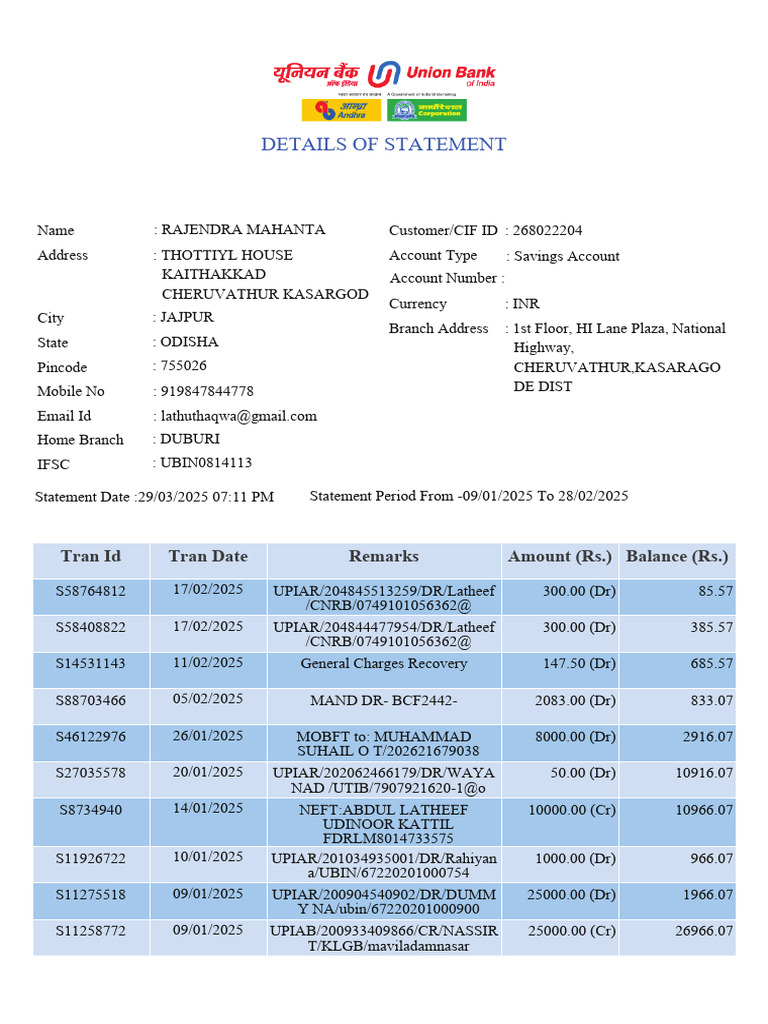 Union Bank Statement Fresh Unlocked | PDF | Banking Technology ...