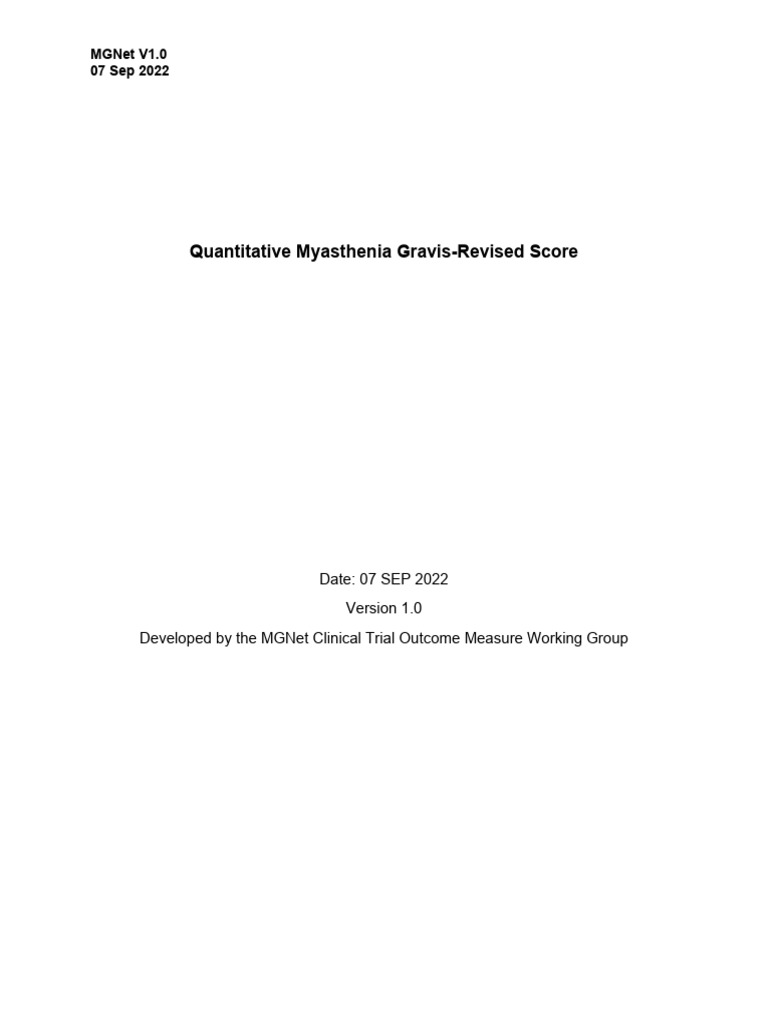 Quantitative Myasthenia Gravis Revised Score | PDF | Anatomical Terms ...