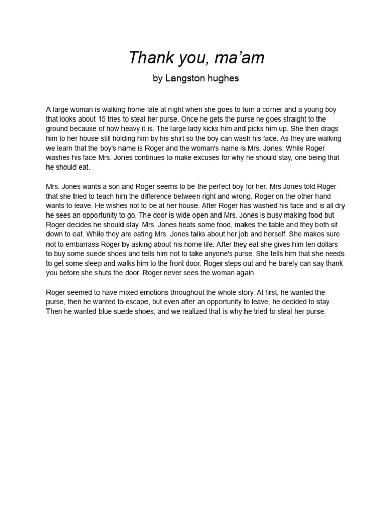 Thank You, Ma'am | PDF