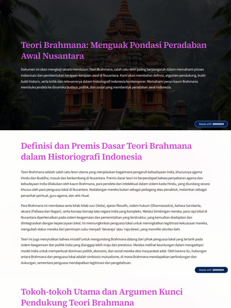 Teori Brahmana dan Indianisasi Nusantara | PDF