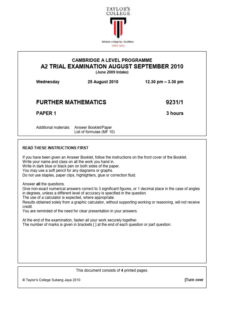 Trial Exam 0906 June Intake Paper 1 Question Paper | PDF | Eigenvalues ...