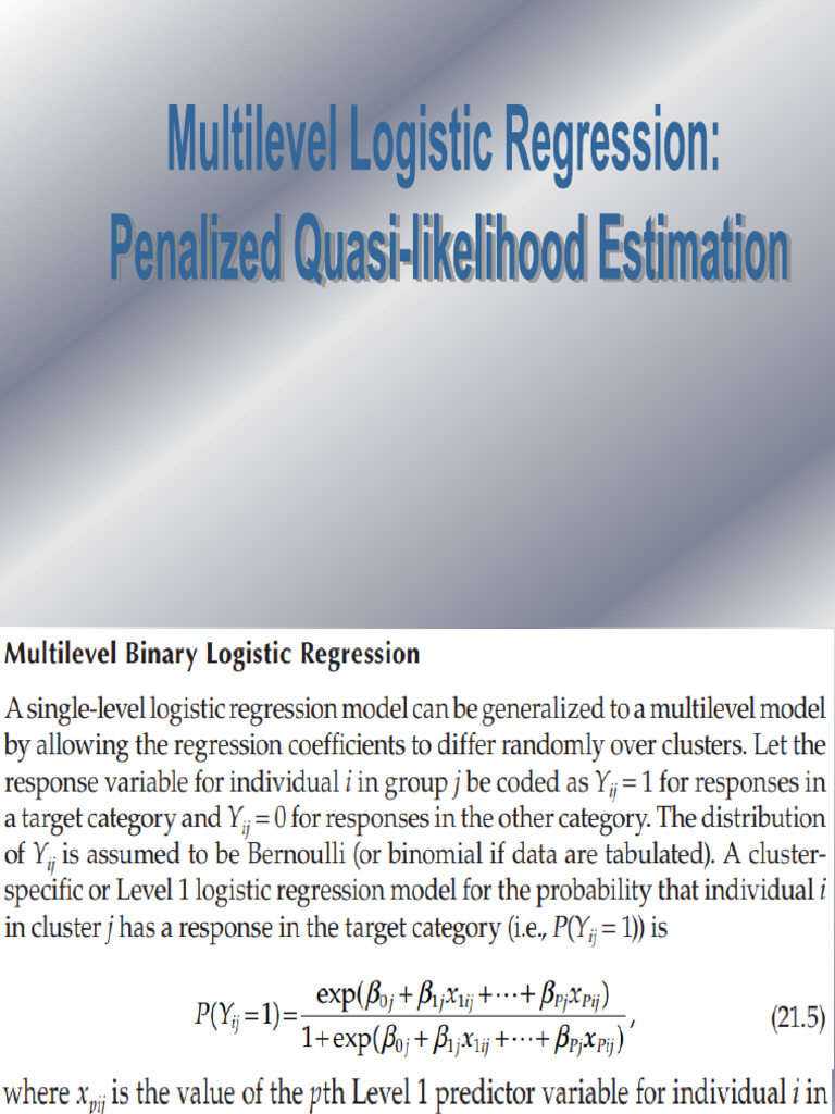 Lecture. Penalized Quasi Likelihood | PDF