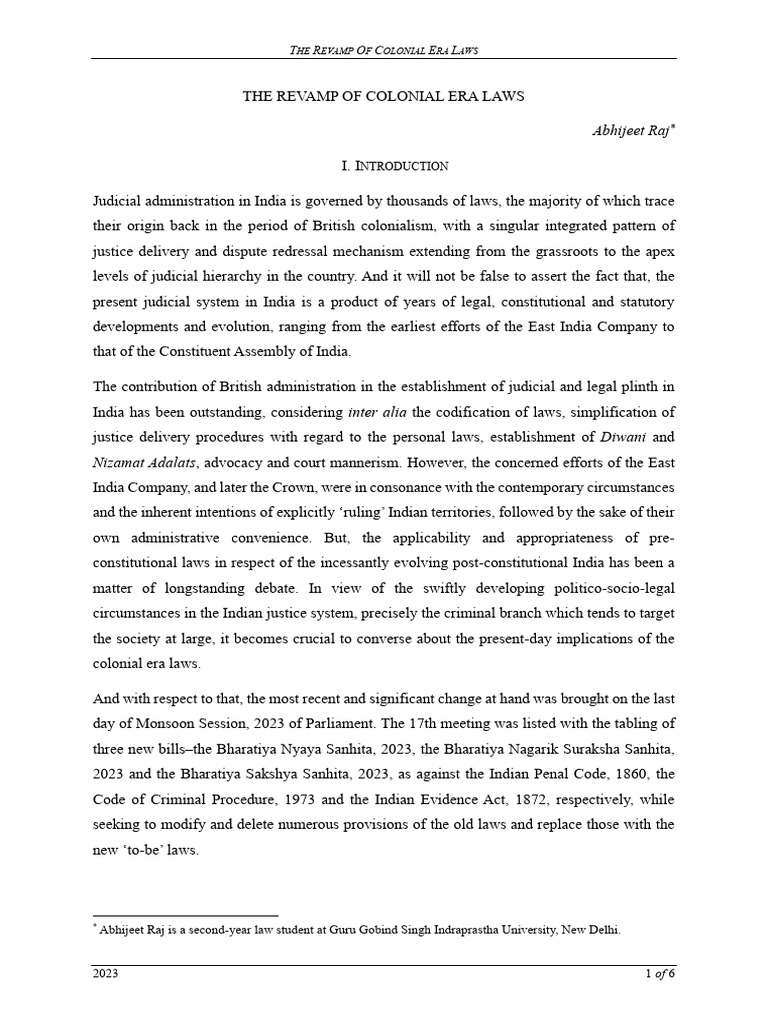 The Revamp of Colonial Era Laws | PDF | Crimes | Crime & Violence