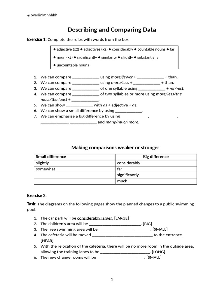 Data Comparison and Analysis Exercises | PDF | Adjective | Noun