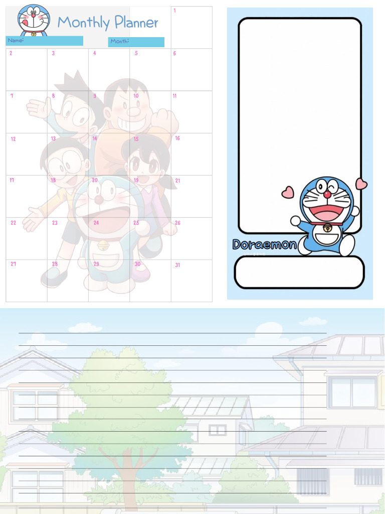 Monthly Planner Doraemon | PDF