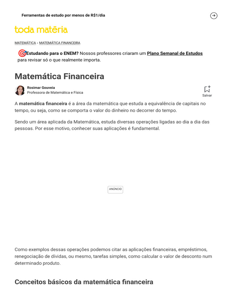 Matemática Financeira - Principais Conceitos e Fórmulas - Toda Matéria ...