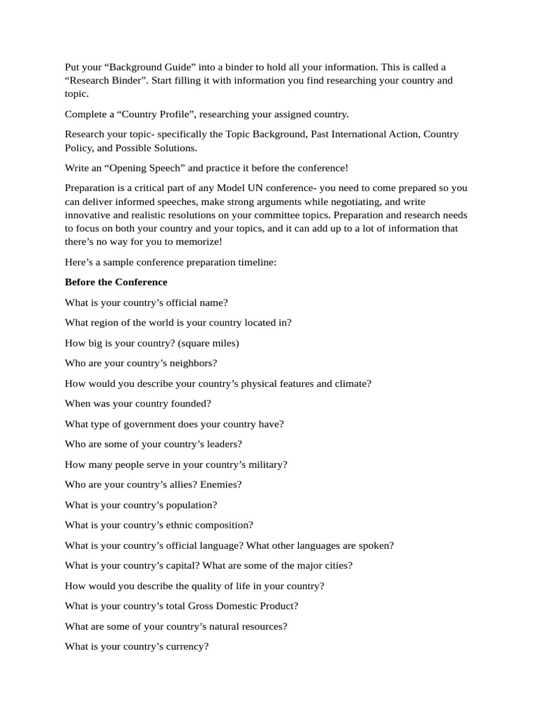 Model UN Research and Preparation Guide | PDF | Refugee | Internally ...