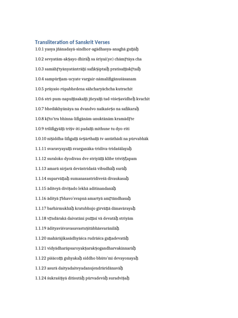 Sanskrit Transliteration | PDF