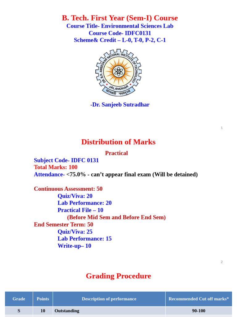 Environmental Sciences Lab Course Guide | PDF