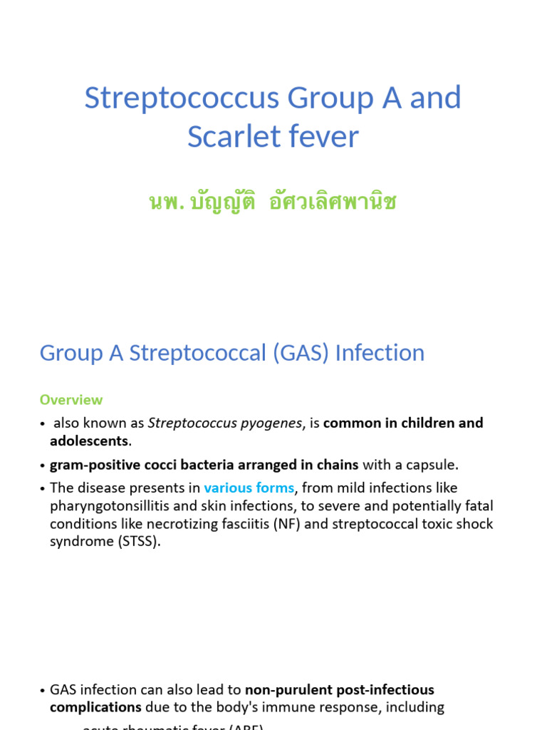 Streptococcus Group A and Scarlet Fever | PDF | Streptococcus | Medical ...