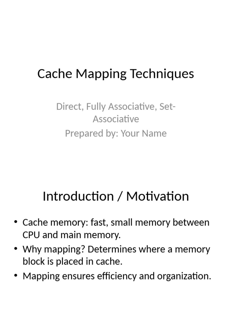 Cache Mapping Techniques | PDF
