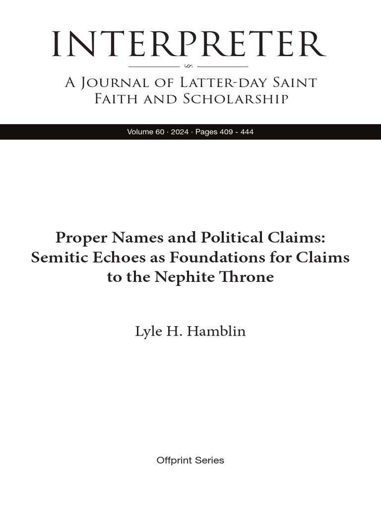 Hamblin v60 2024 409 444 PDF | PDF | Book Of Mormon | Channelled Texts