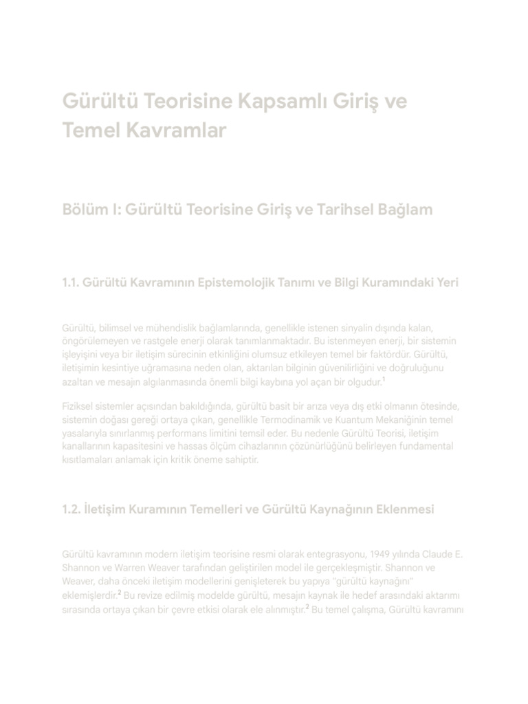 Gürültü Teorisine Kapsamlı Giriş Ve Temel Kavramlar | PDF
