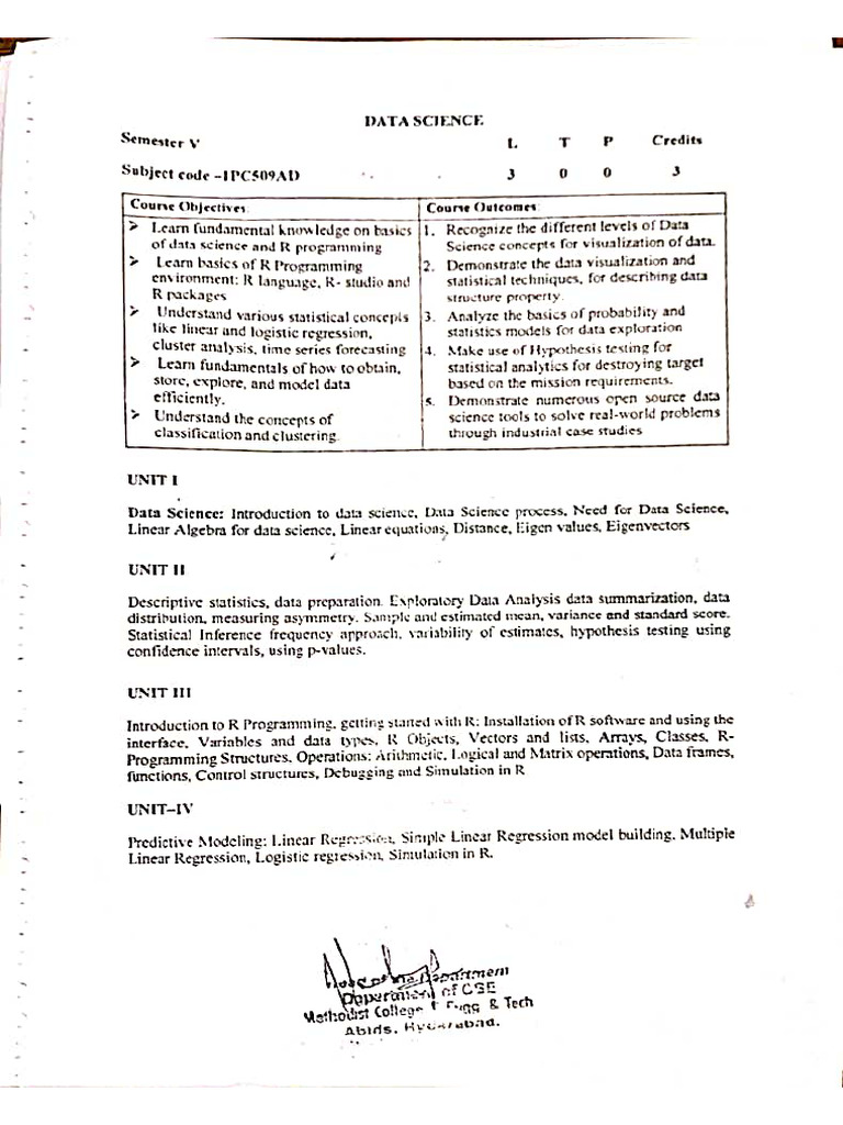 Data Science Syllabus | PDF