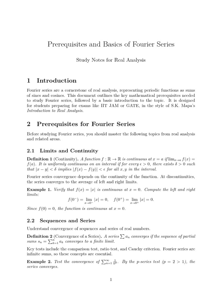 Fourer Series Basics | PDF | Fourier Series | Real Analysis