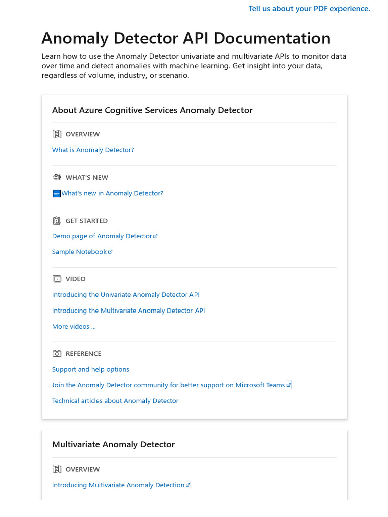 Azure Cognitive Services Anomaly Detector | PDF | Time Series | Microsoft Azure