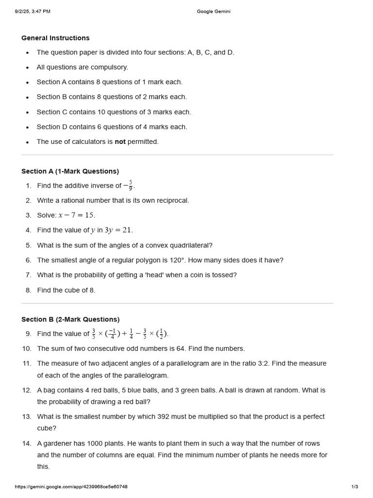 Sample 2 Maths Class 8th | PDF | Numbers | Number Theory