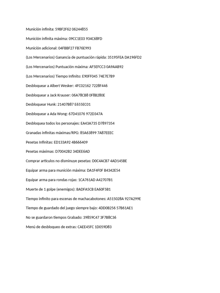 Munición Infini-WPS Office | PDF | Videojuegos | Residente demoníaco