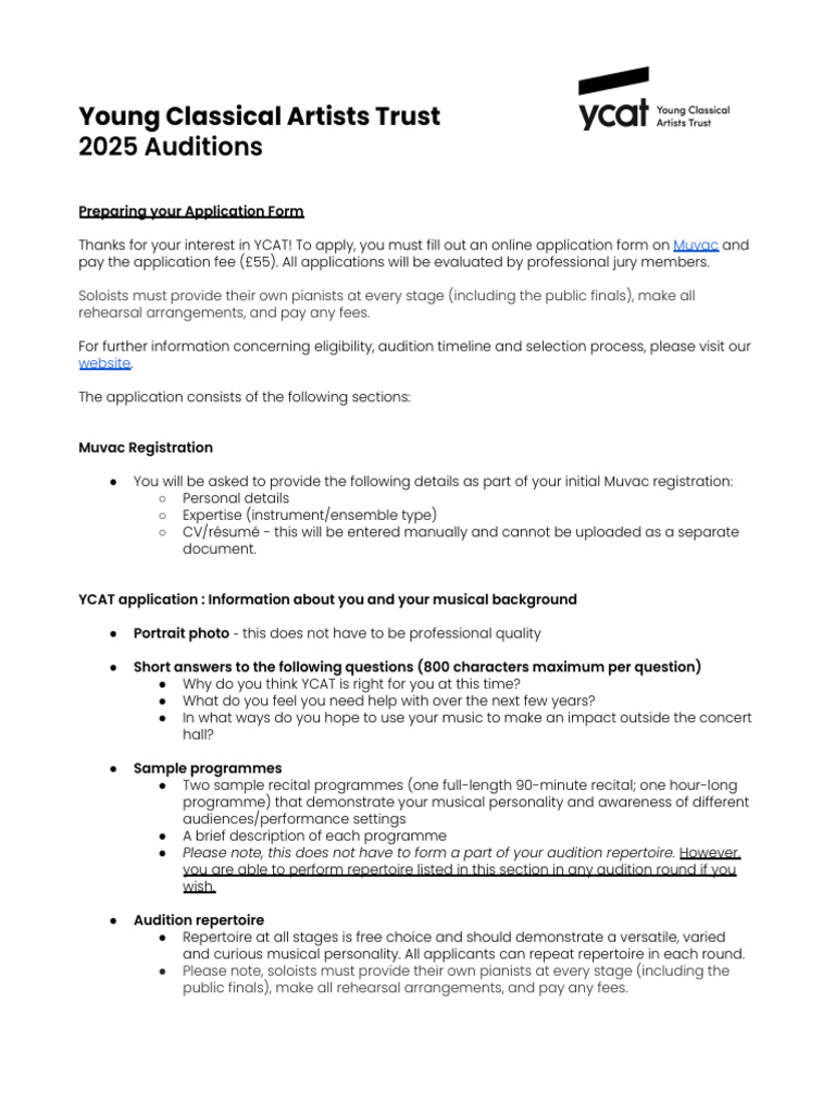 2025 Preparing Your Applicationform Final | PDF | Audition | Performing Arts