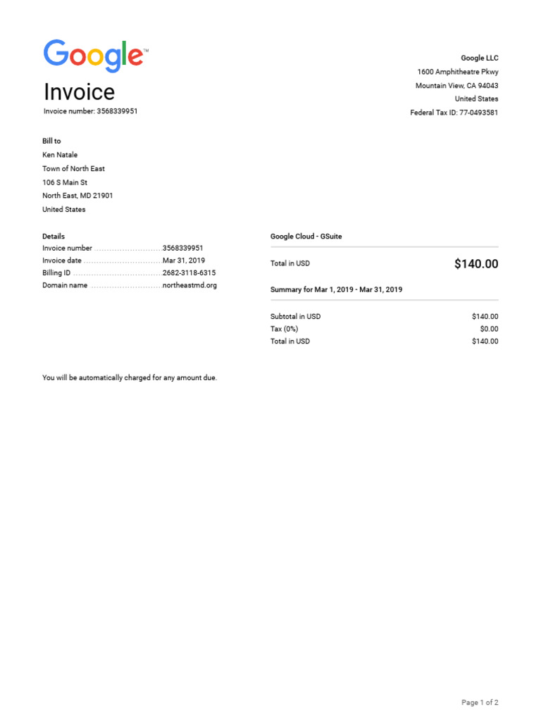 G Suite Invoice #3568339951 | PDF | Invoice | Accounting