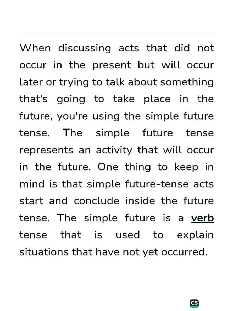 Future Simple Tense | PDF