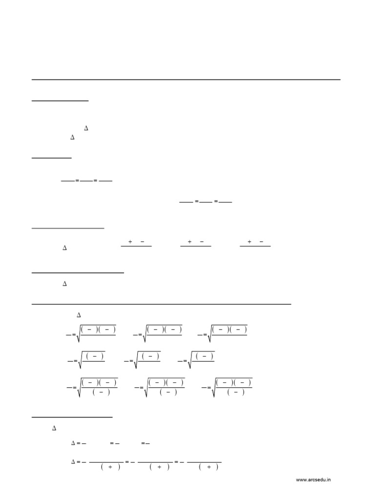 Properties of Triangle Formula Sheet | PDF | Geometric Shapes ...
