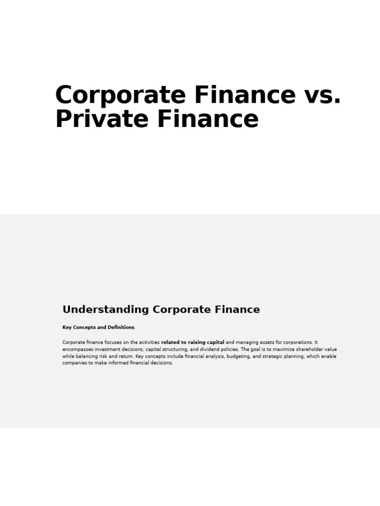 Presentation - Corporate Finance vs. Private Finance | PDF | Investing ...