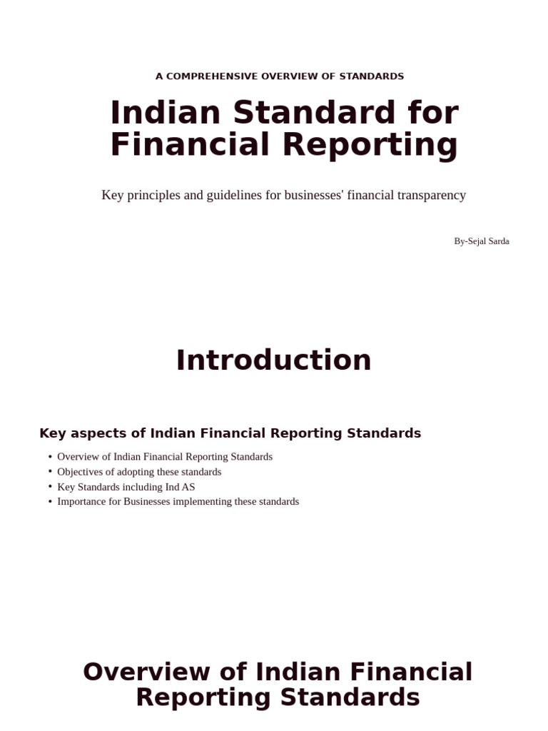 Presentation - Indian Standard For Financial Reporting | PDF