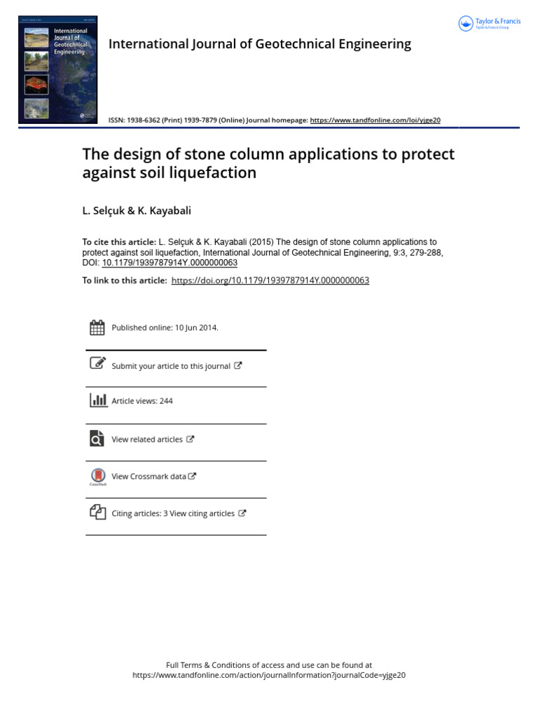 The Design of Stone Column Applications To Protect Against Soil ...