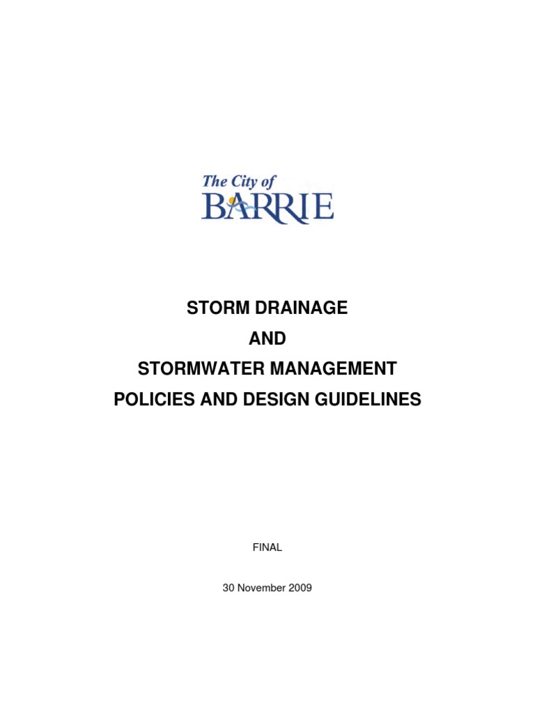 Storm Drainage and Storm Water Management Policies and Design ...