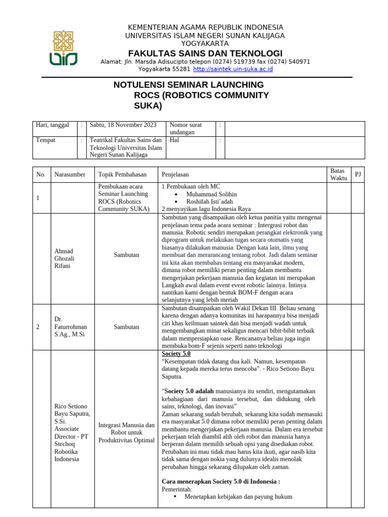 Notulensi Seminar Launching Rocs | PDF