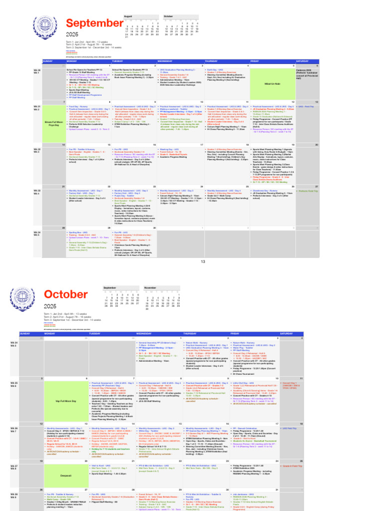 RIS Calendar 2025-2026 Overview | PDF
