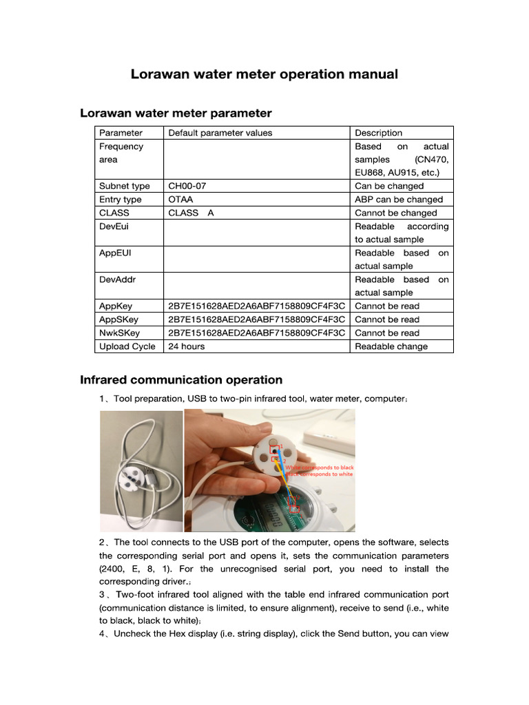 Lorawan Water Meter Operation Manual | PDF
