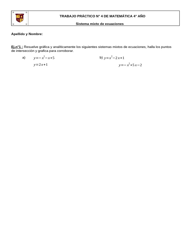 TP 4 Matemática 4° | PDF