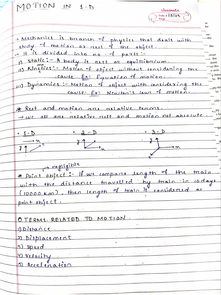 Motion in 1D | PDF