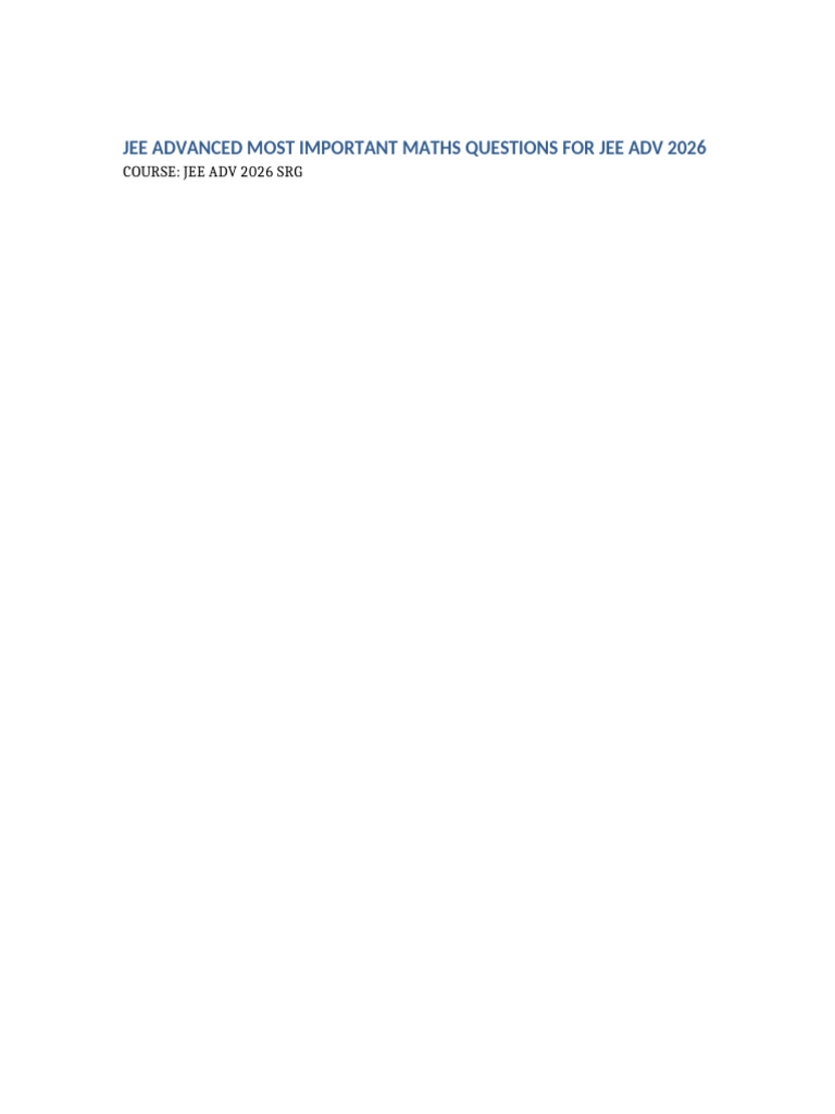 JEE ADV 2026 SRG Maths DPP With Images | PDF