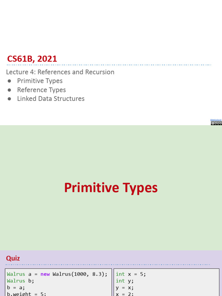 cs61b 2021 Lec4 Lists1, References and Recursion | PDF | Integer ...