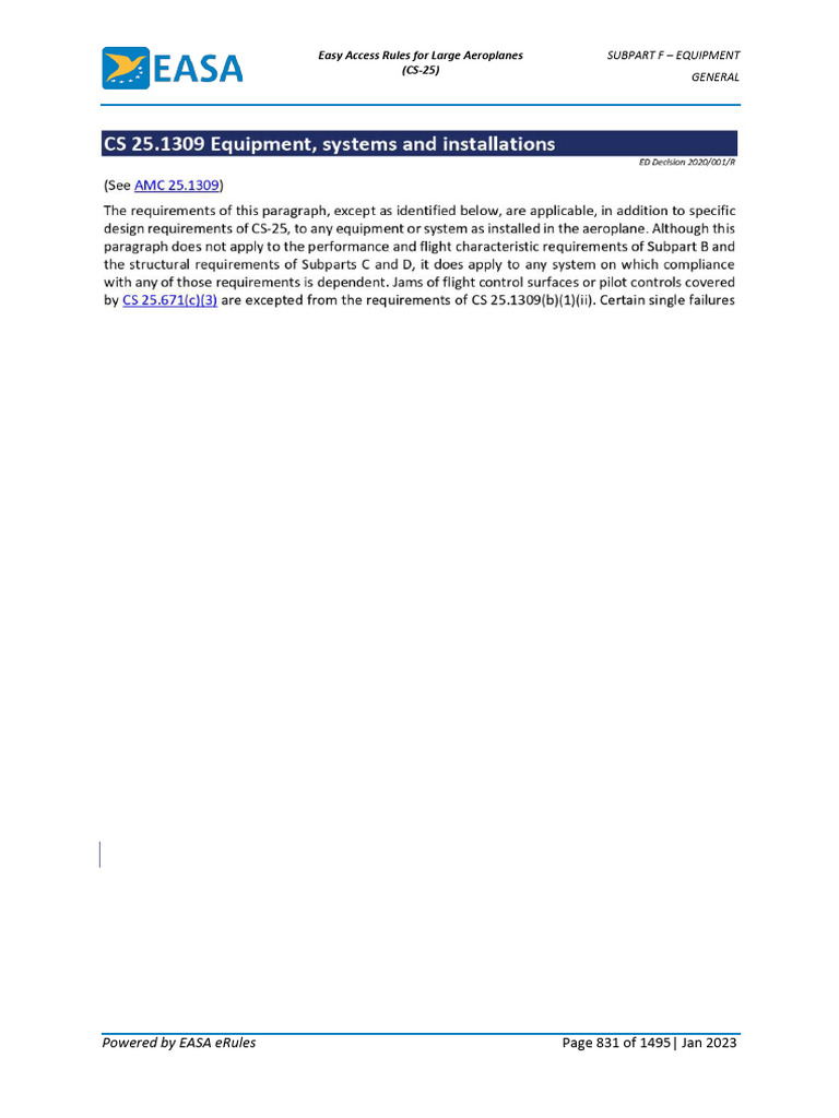 EASA CS-25 Equipment Standards Overview | PDF | Safety | Reliability ...