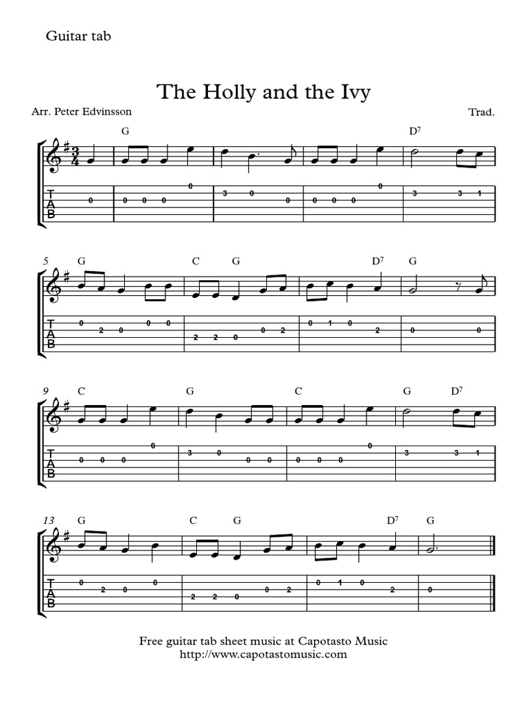 The Holly and The Ivy Guitar Tab Melody | PDF