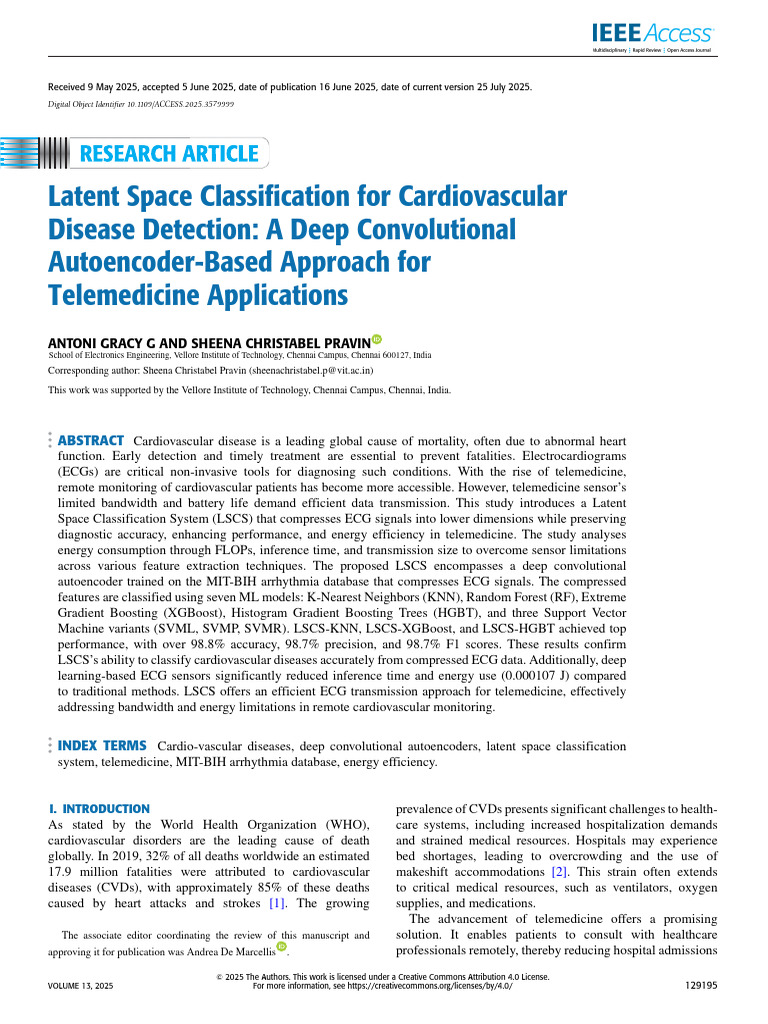 Latent Space Classification for Cardiovascular Disease Detection a Deep Convolutional ...