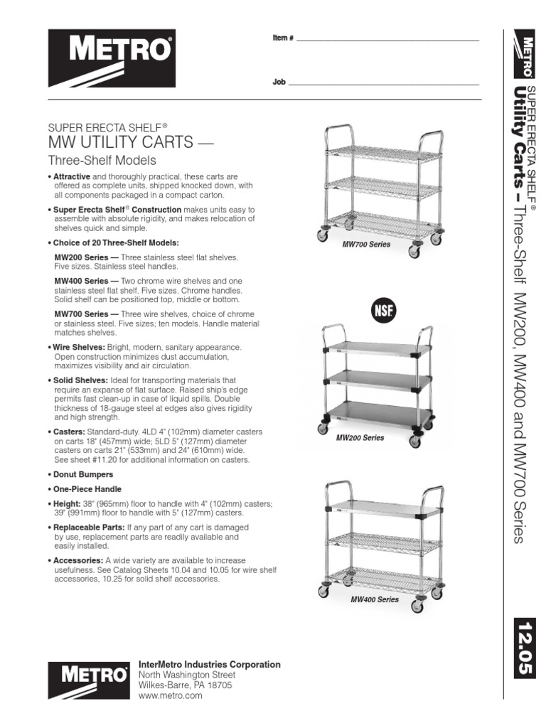 METRO - Super Erecta Shelf Utility Carts-MW200, MW400, and MW700 Series ...