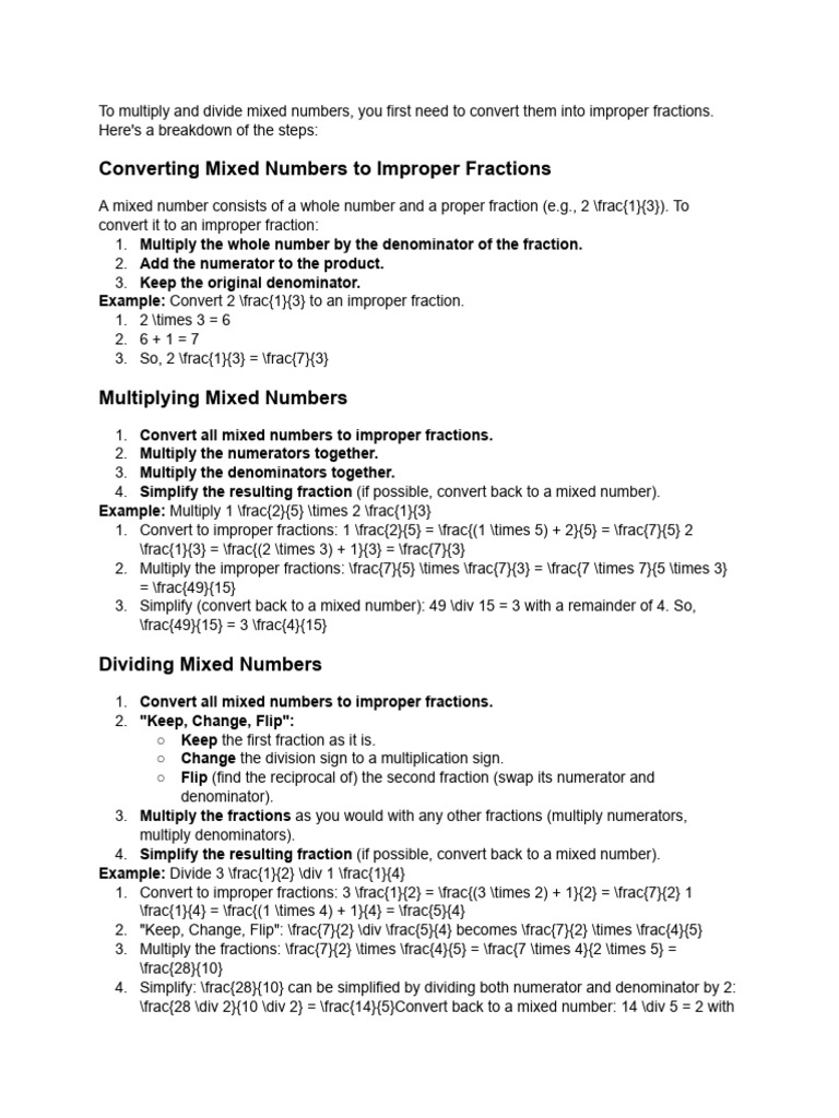 02 Multiplying and Dividing Mixed Numbers | PDF | Division (Mathematics ...