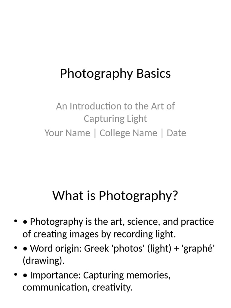 Essential Photography Basics Guide | PDF