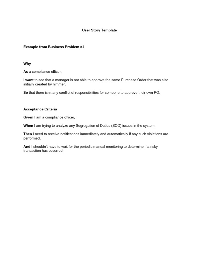 Updated - Task 2 - User Story Template | PDF