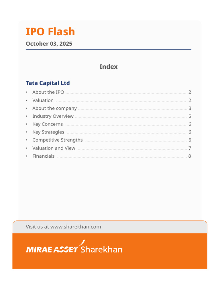 Mirae Asset Sharekhan IPO Flash on Tata Capital Ltd | PDF | Investing | Securities (Finance)