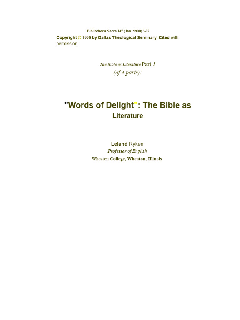 Literary Approaches to the Bible | PDF | Bible | Sermon