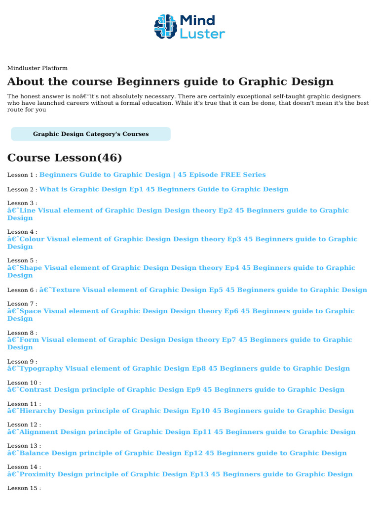 Beginner's Graphic Design Course Guide | PDF | Graphic Design | Human ...