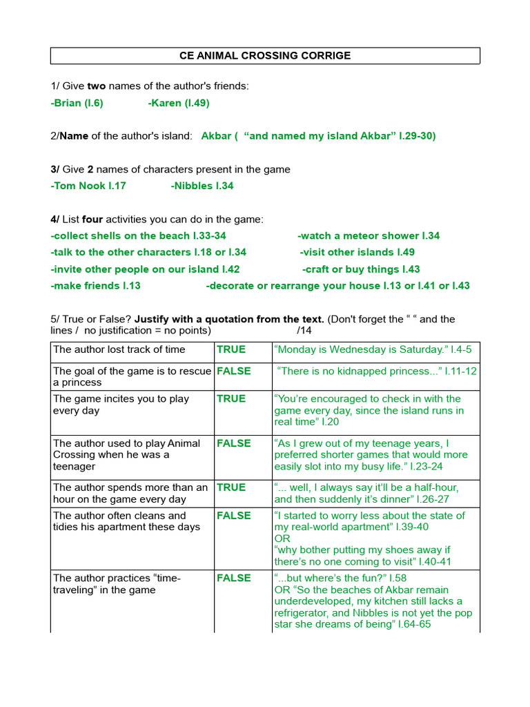 Animal Crossing Insights and Activities | PDF